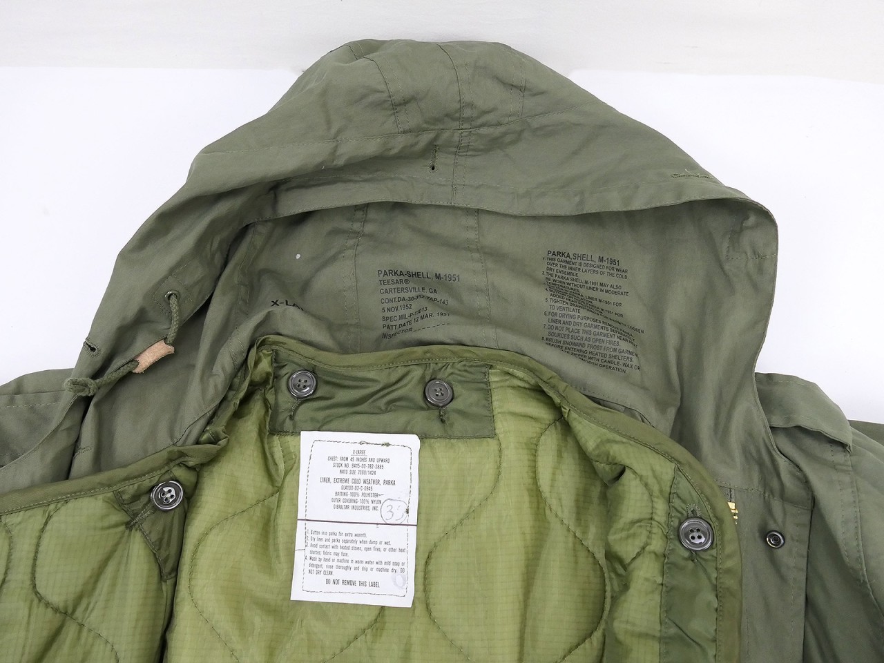UNIKAT - US Shell Parka Kapuzenparka M-1951 M51 Korea Vietnam XL mit ...