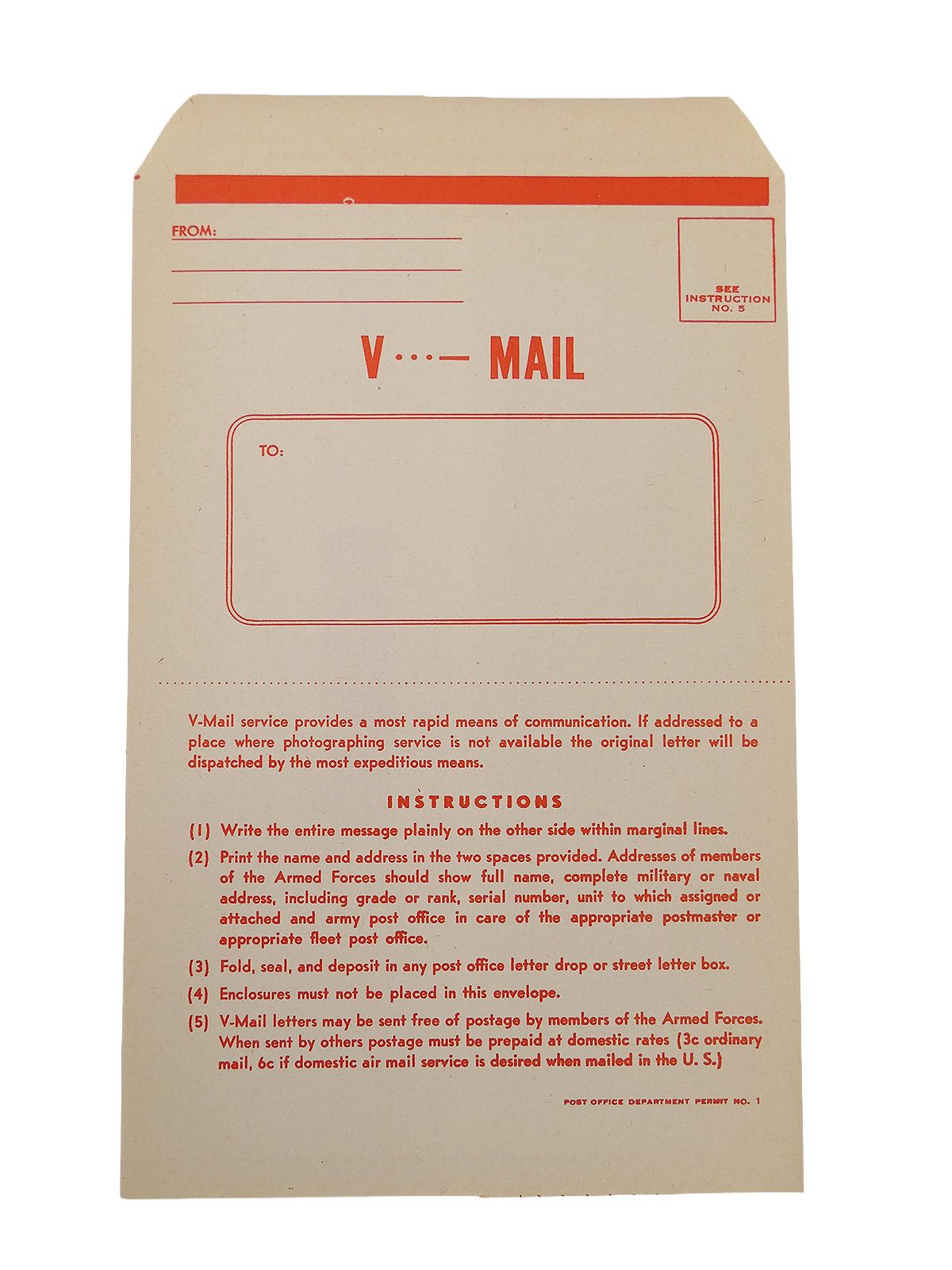 Original US Wessel's V Mail Envo-Letters / Sheet 1x Stück Victory Mail ...